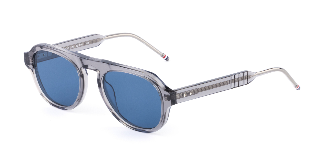 Thom Browne 416A | 065 luxury Sunglasses in grey with blue lenses, made in japan – Leidmann